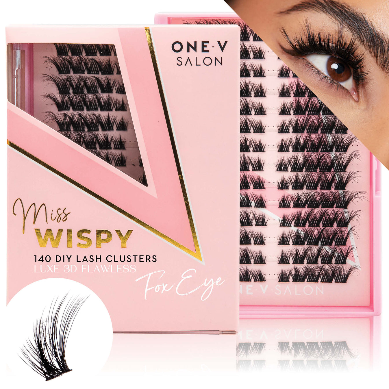 Luxe 3D Flawless - Fox Eye - 140 DIY Cluster Lashes - ONE V SALON PRO