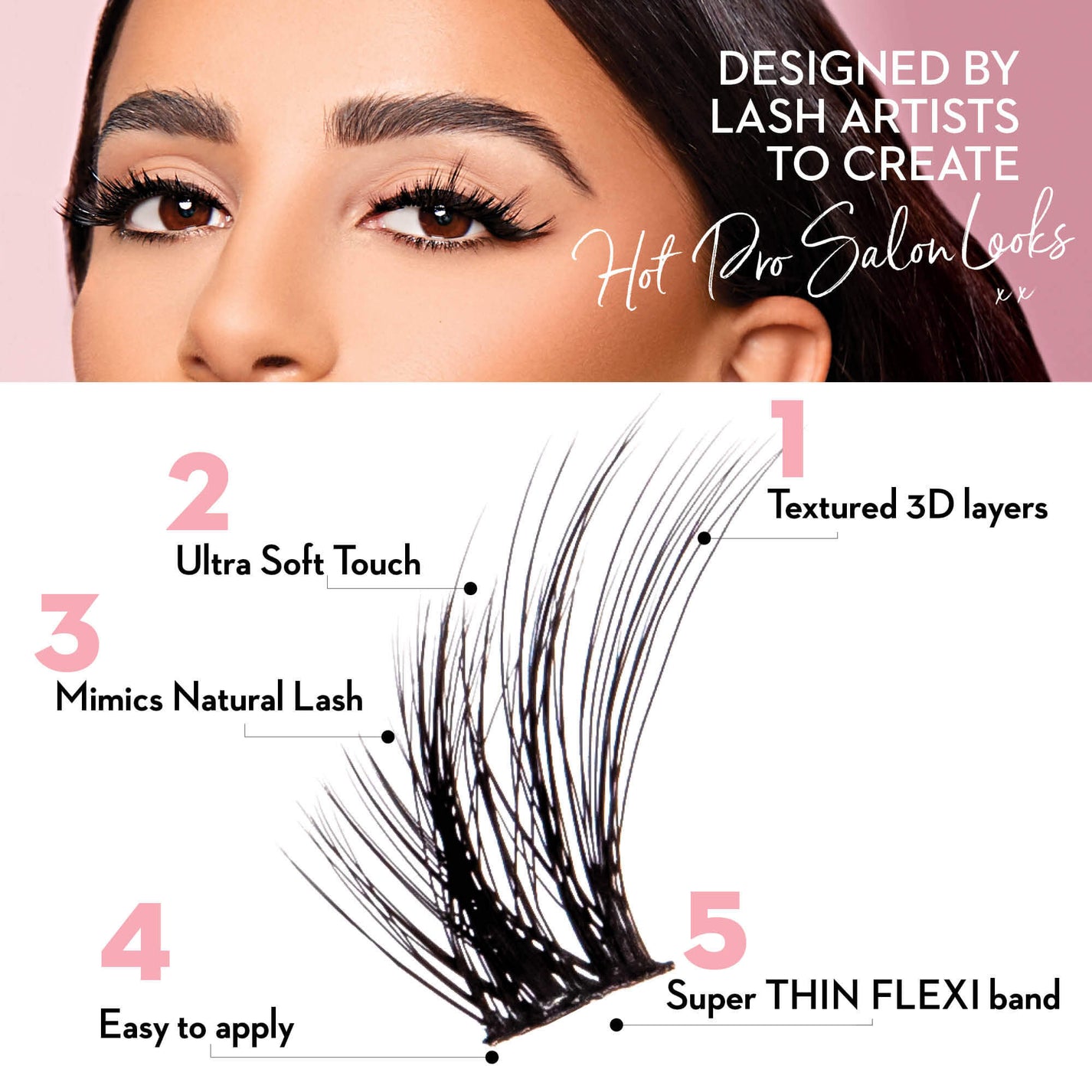 Luxe 3D Flawless - Fox Eye - 140 DIY Cluster Lashes - ONE V SALON PRO