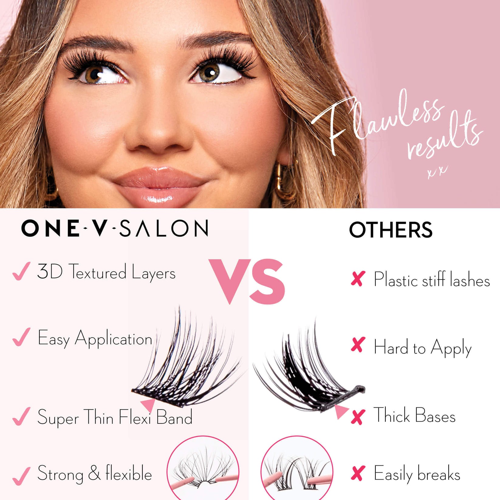 Luxe 3D Flawless -Glam Volume - 154 DIY Cluster Lashes - ONE V SALON PRO