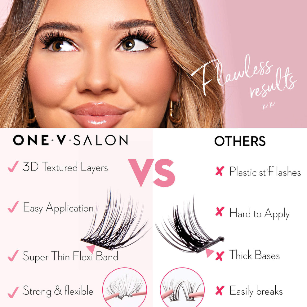 Luxe 3D Flawless -Glam Volume - 154 DIY Cluster Lashes - ONE V SALON PRO